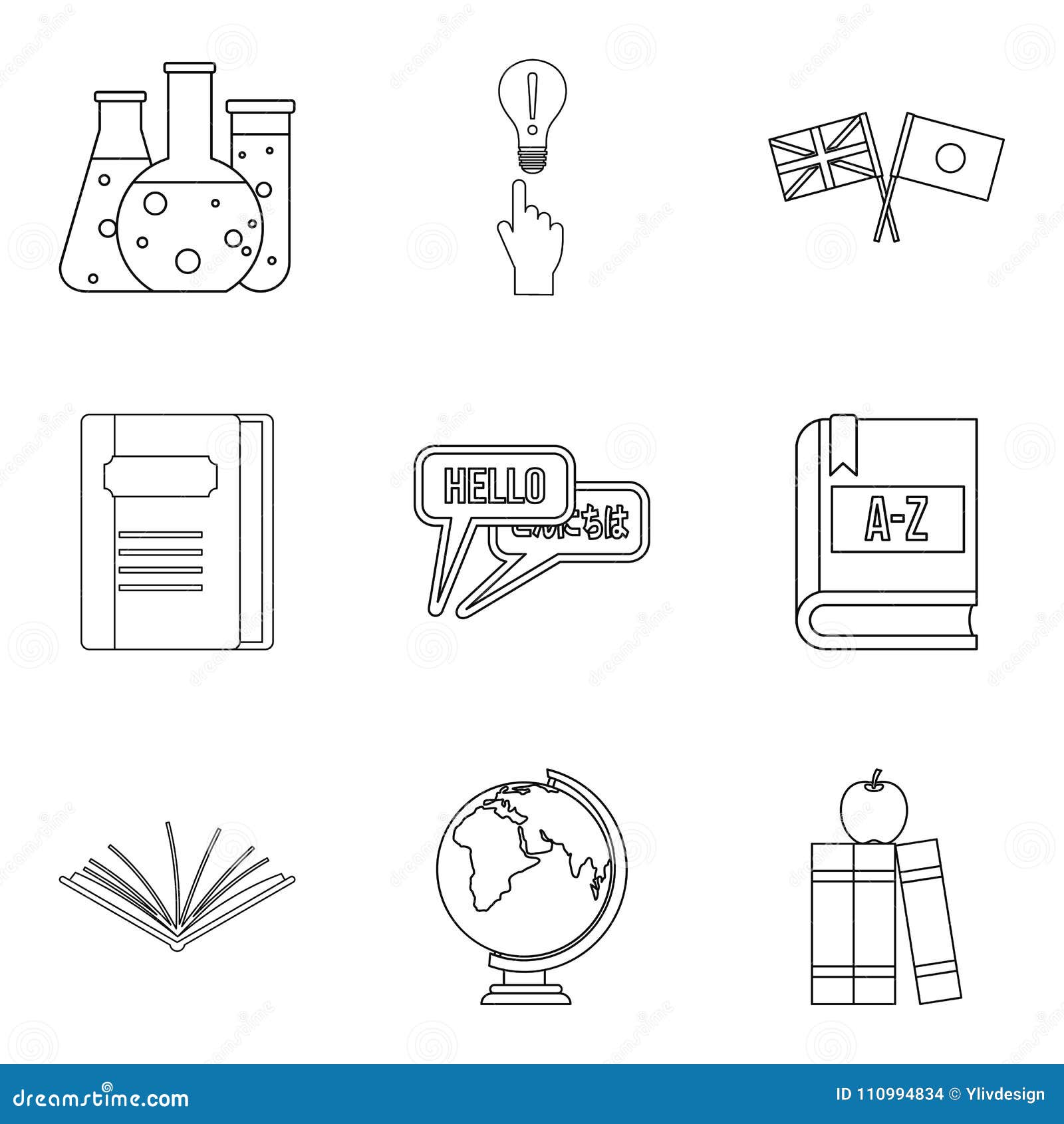 Teaching Activity Icons Set, Outline Style Stock Vector - Illustration ...