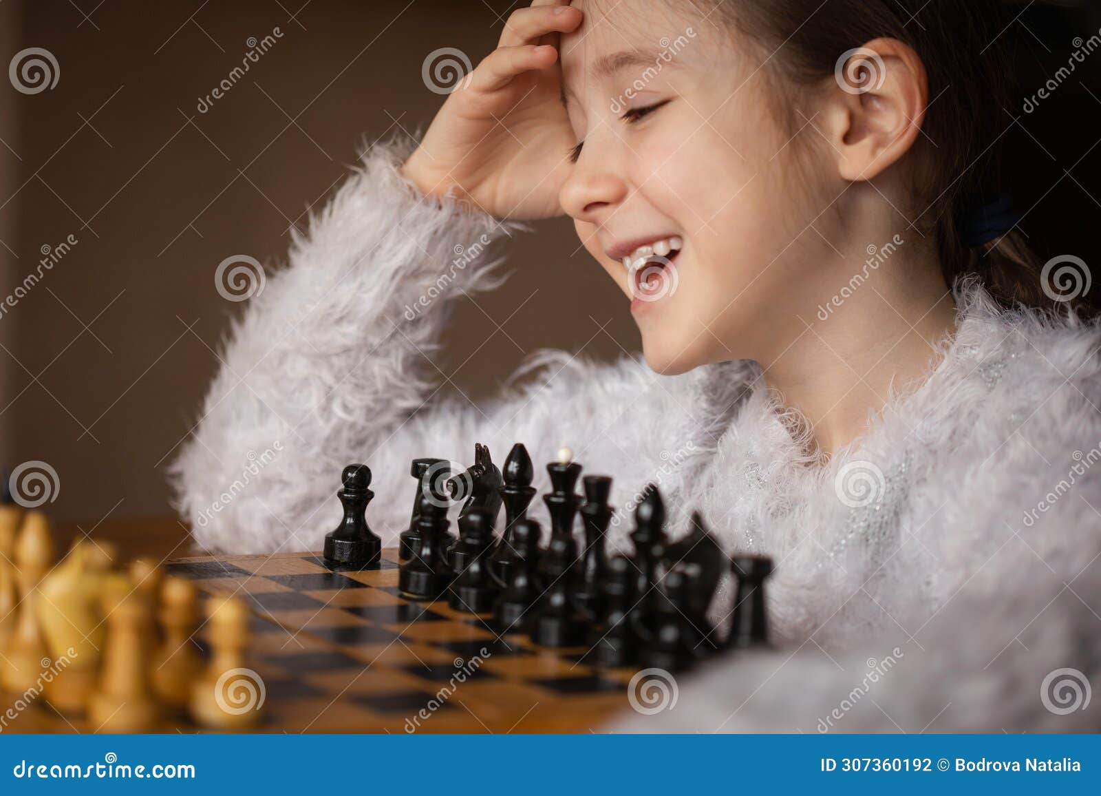 Teaching Children To Play Chess. Board Logic Strategy Game Stock Photo ...
