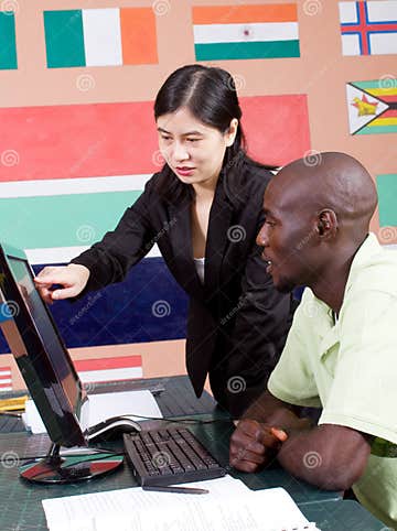 Teaching computer lesson stock photo. Image of communication - 13324724
