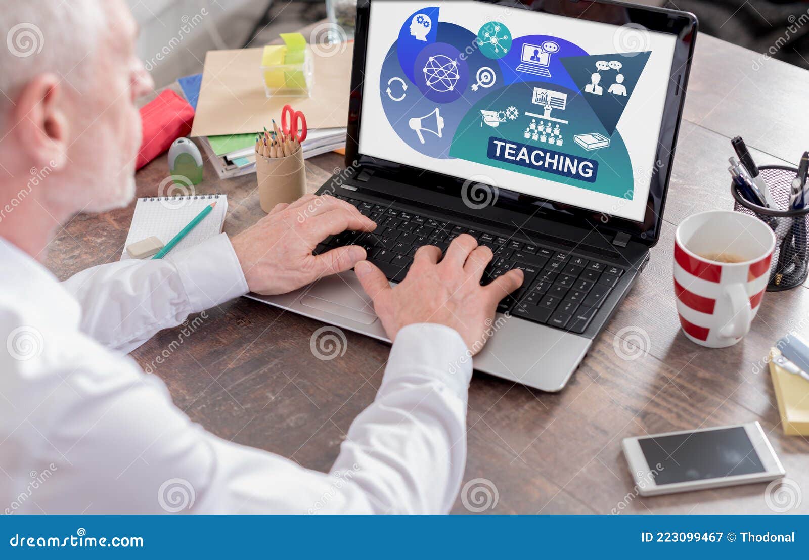 Teaching Concept on a Laptop Screen Stock Image - Image of computer ...