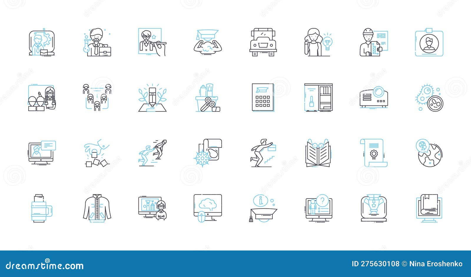 Teaching Elements Linear Icons Set. Curriculum, Pedagogy, Classroom ...