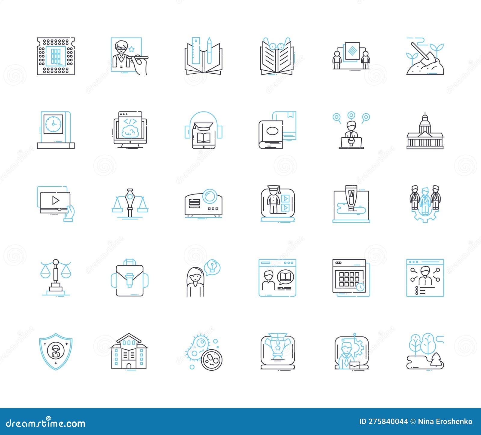 Teaching Elements Linear Icons Set. Curriculum, Pedagogy, Classroom ...