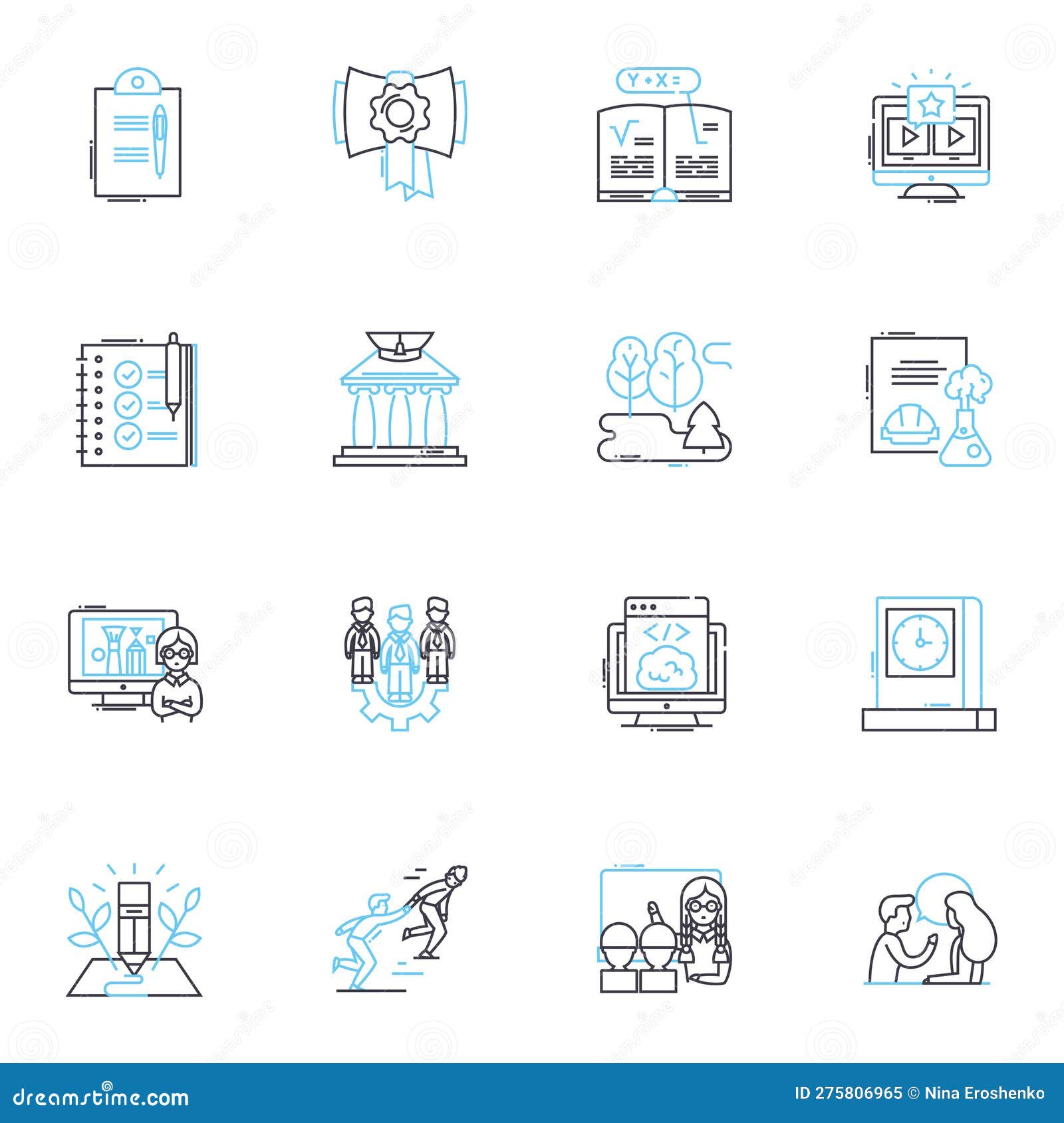 Teaching Elements Linear Icons Set. Curriculum, Pedagogy, Classroom ...