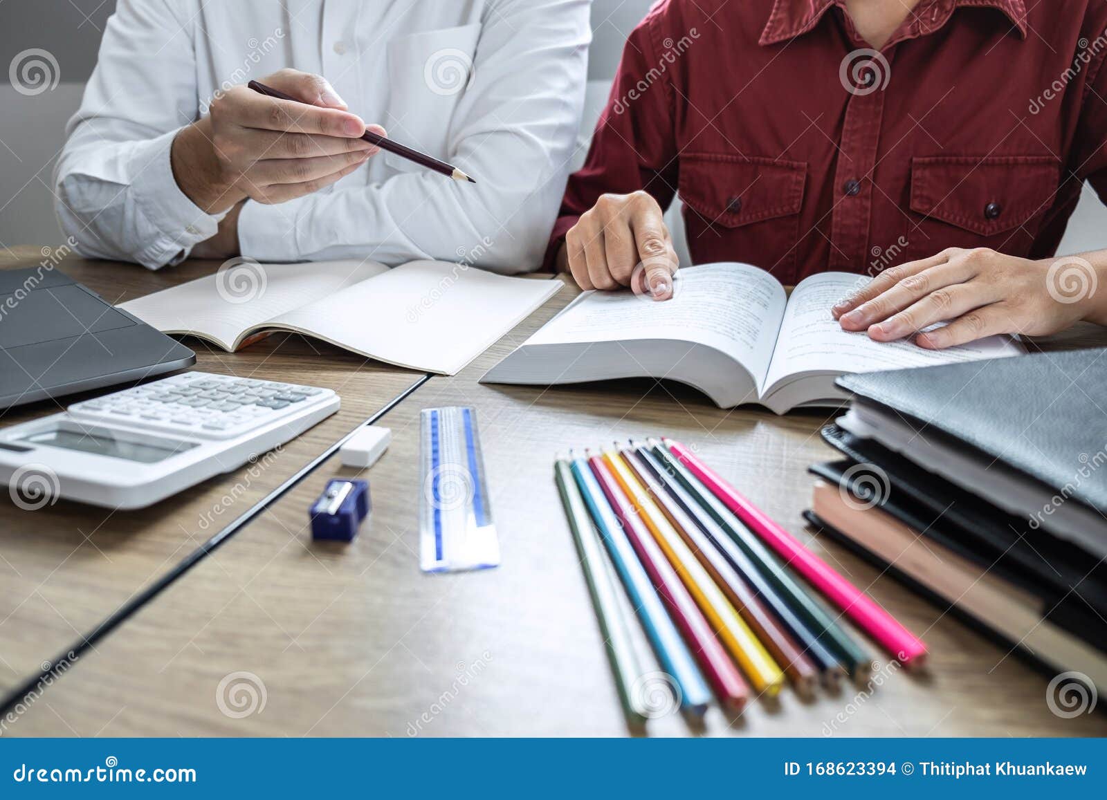 Teaching Helping and Study Course, Team of Young Teacher or Tutor Helps ...