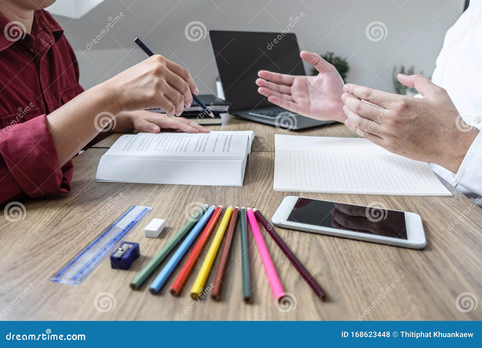 Teaching Helping and Study Course, Team of Young Teacher or Tutor Helps ...