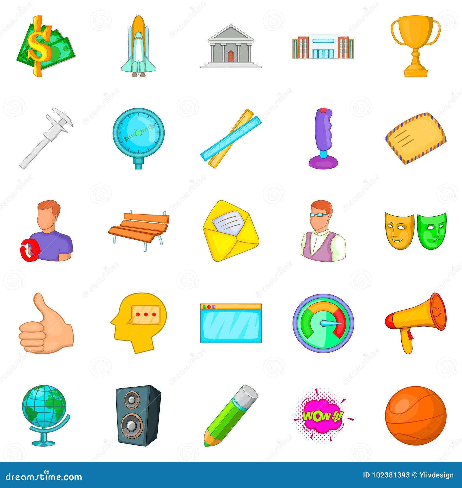 Teaching Icons Set Cartoon Style Stock Vector Illustration Of Higher