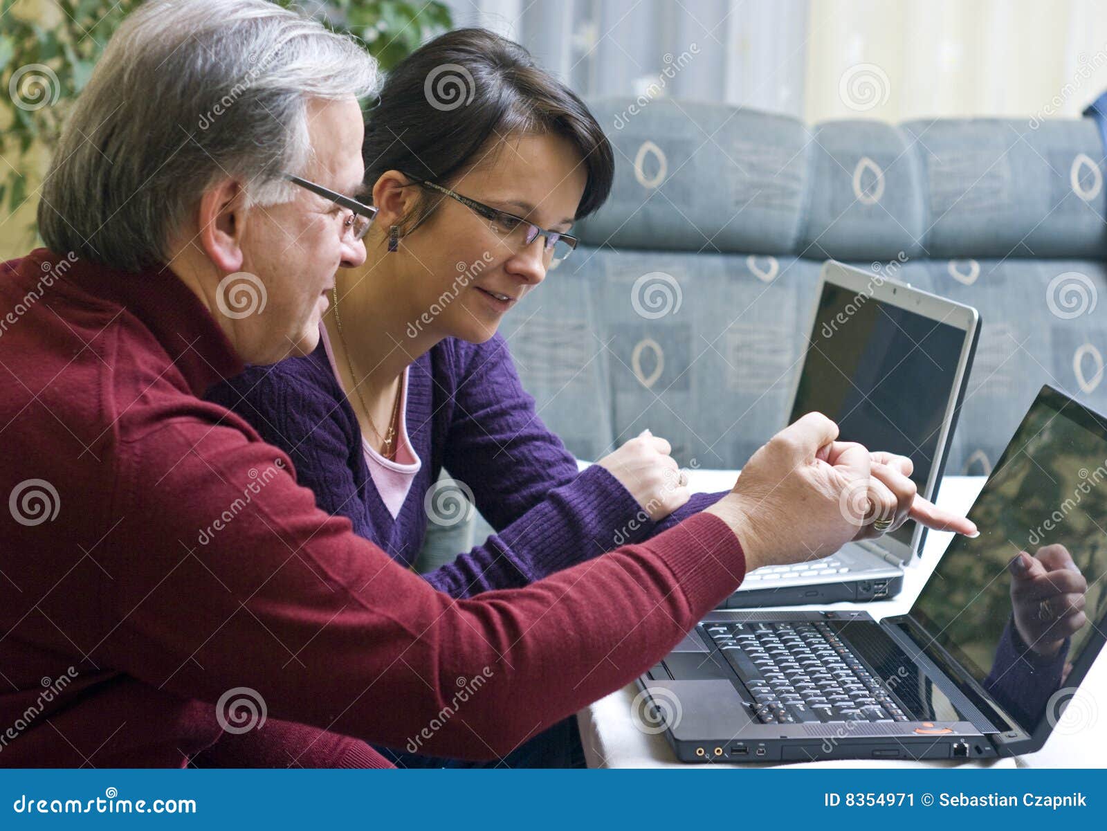 Teaching laptop usage stock image. Image of expert, casual - 8354971