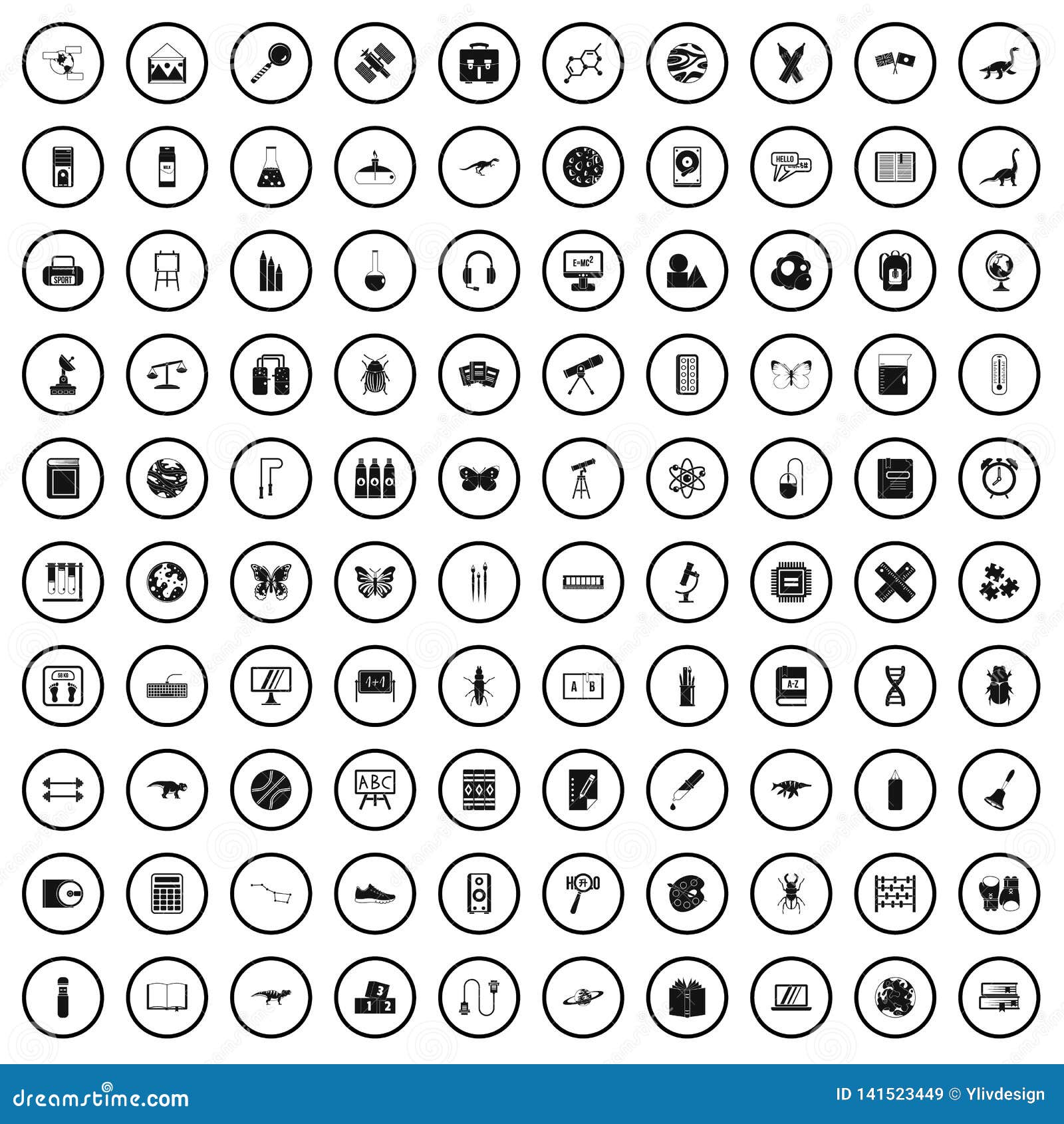 100 Teaching Materials Icons Set, Simple Style Stock Vector ...