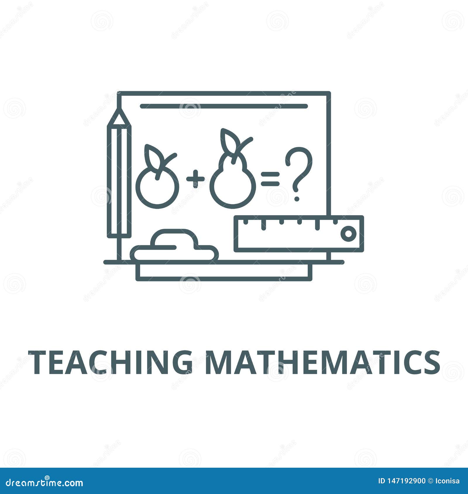 Teaching Mathematics Vector Line Icon, Linear Concept, Outline Sign ...