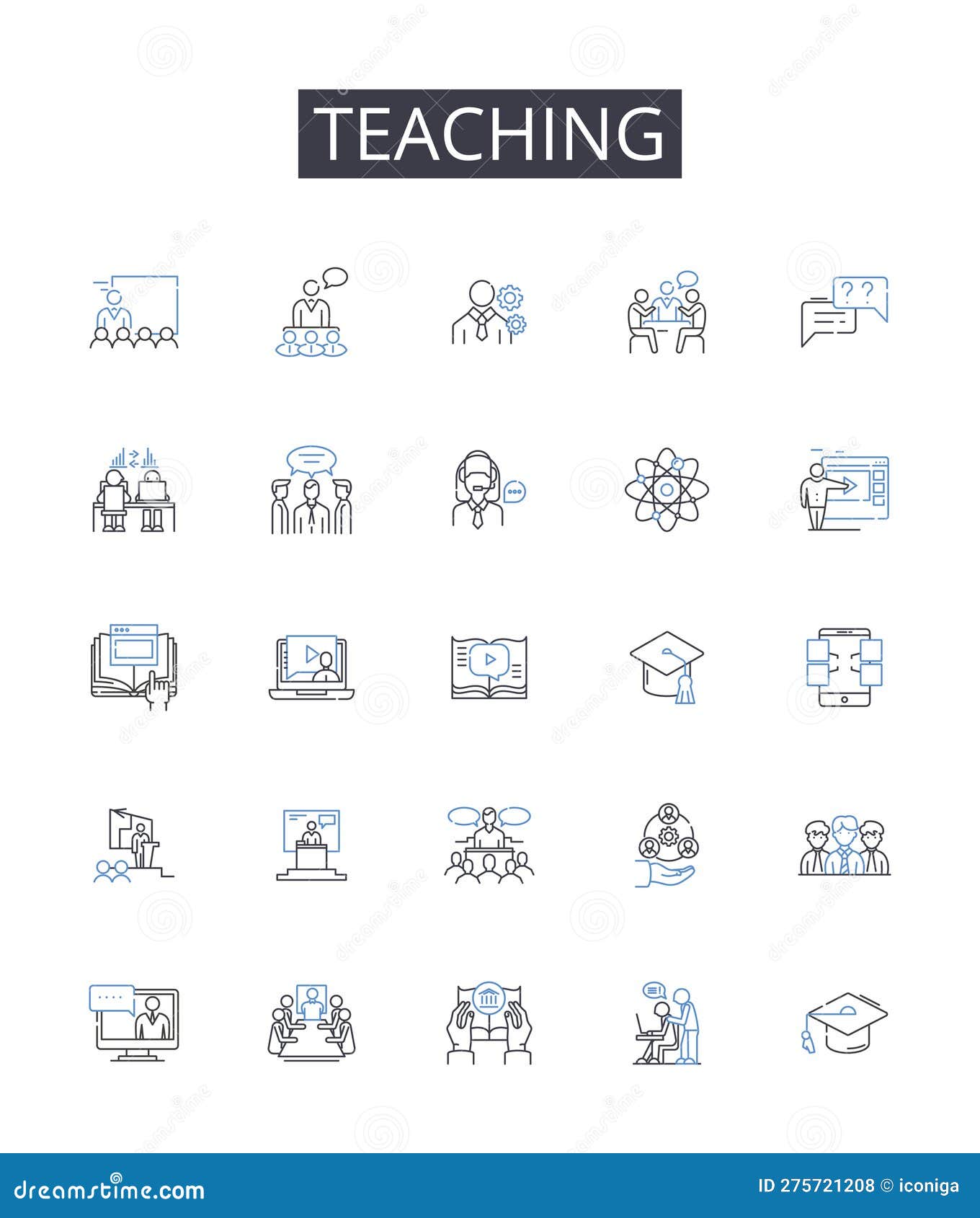 Teaching Line Icons Collection. Instructing, Educating, Tutoring ...