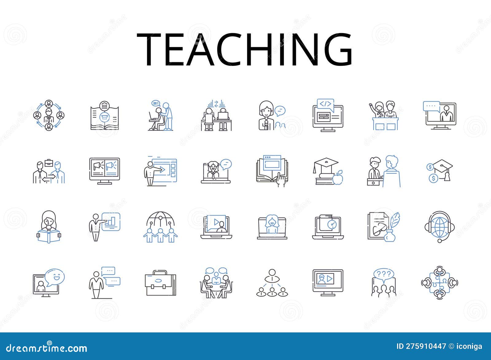 Teaching Line Icons Collection. Instructing, Educating, Tutoring ...