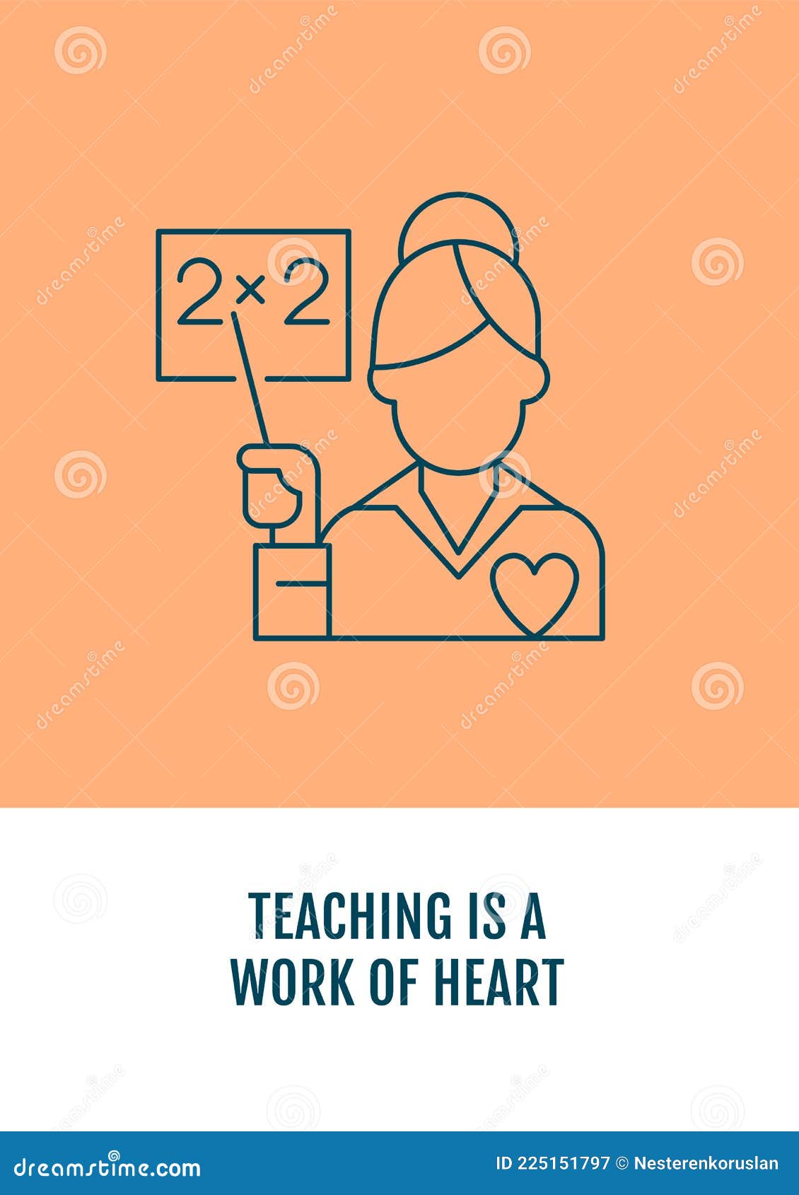 Teaching is Passion Postcard with Linear Glyph Icon Stock Vector ...