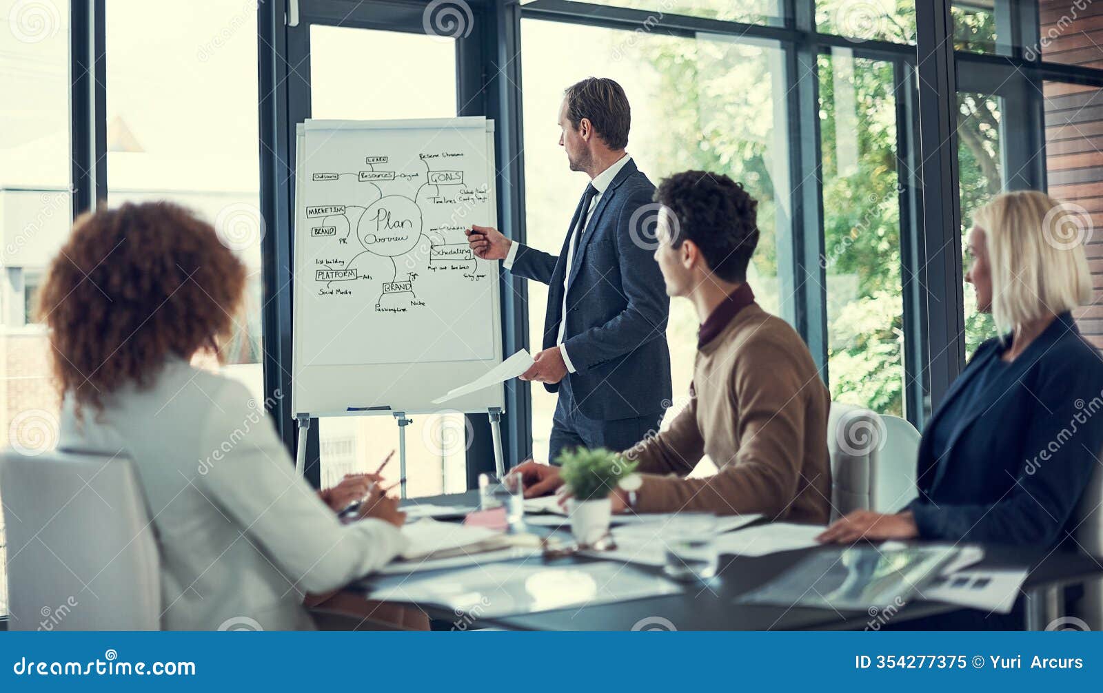 Teaching, Pointing or Businessman by Whiteboard for Presentation ...