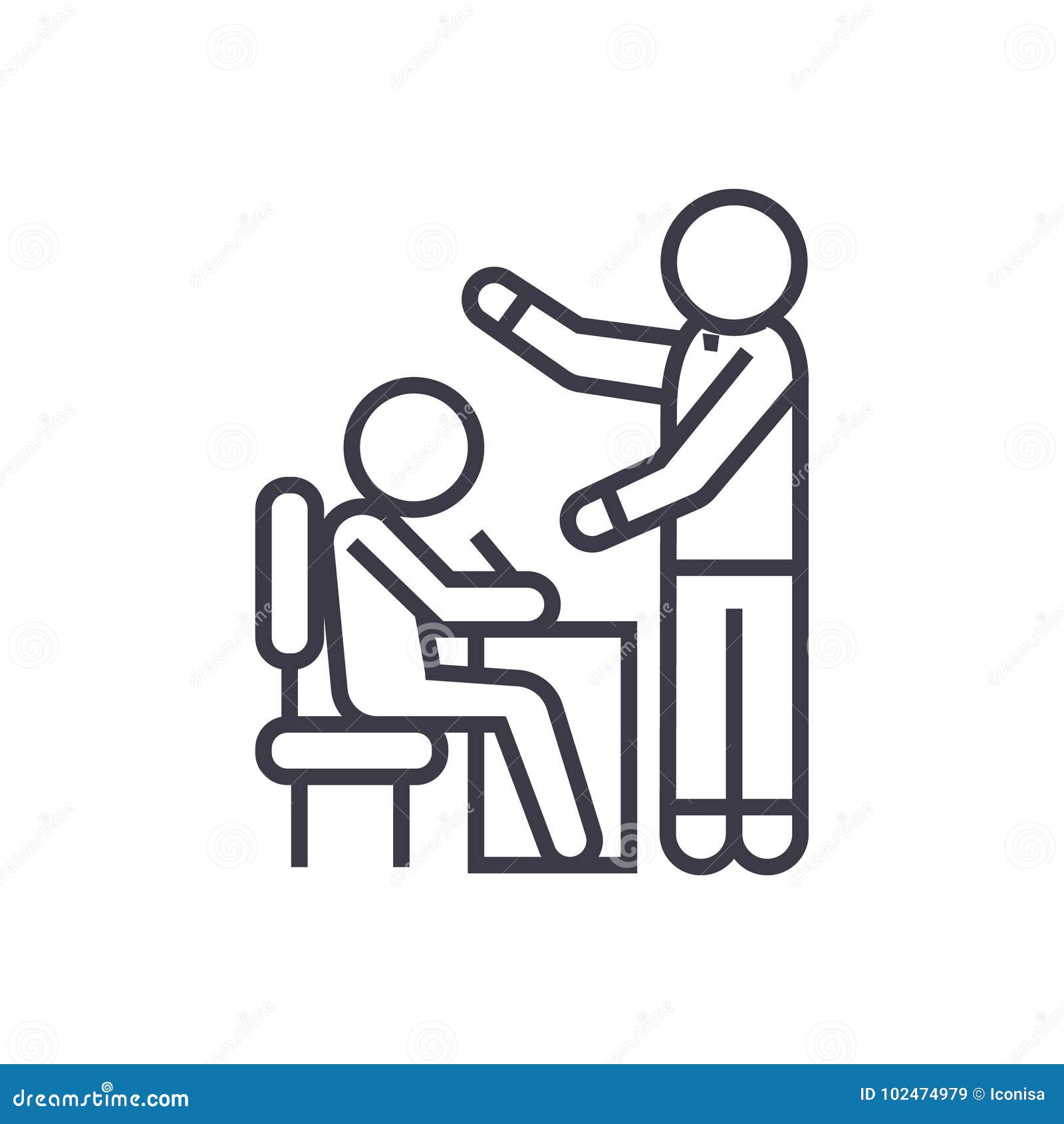 Teaching Proccess, Student And Teacher Vector Line Icon, Linear Concept ...