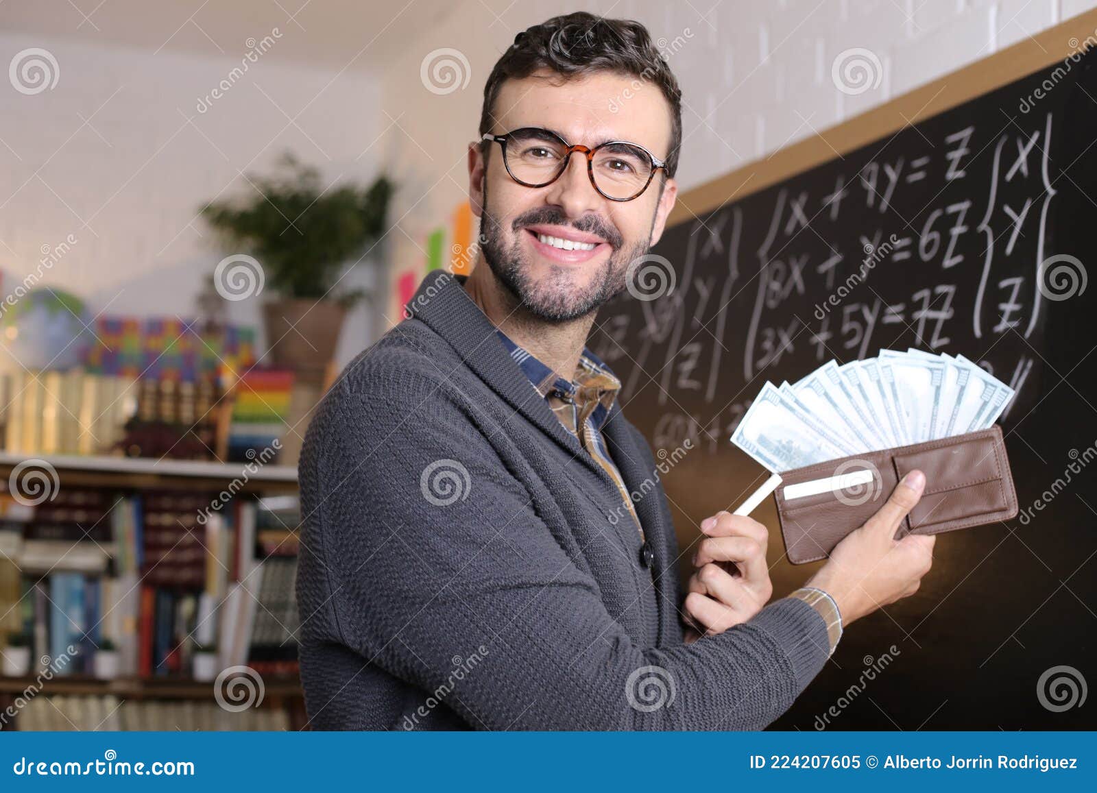 Teaching Showing a Full Wallet in Classroom Stock Image - Image of ...