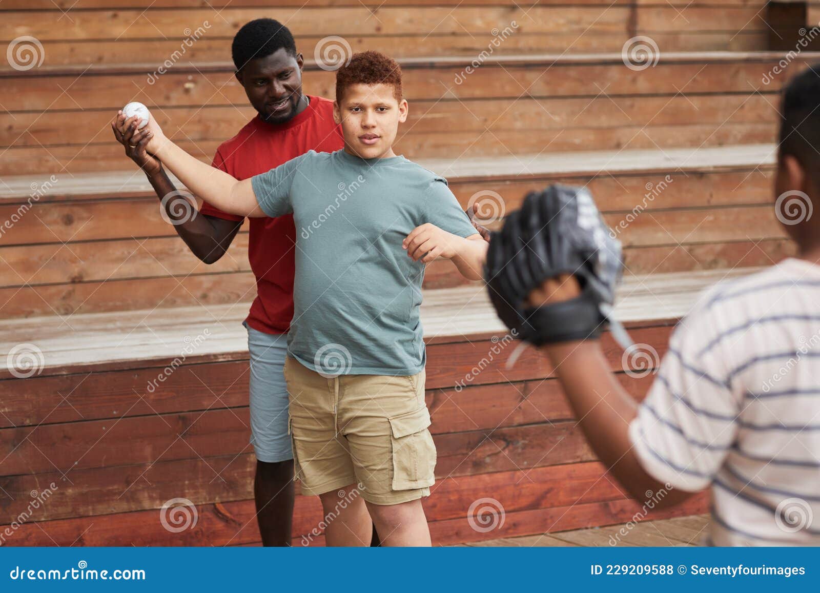 Teaching Son Pitching stock photo. Image of standing - 229209588