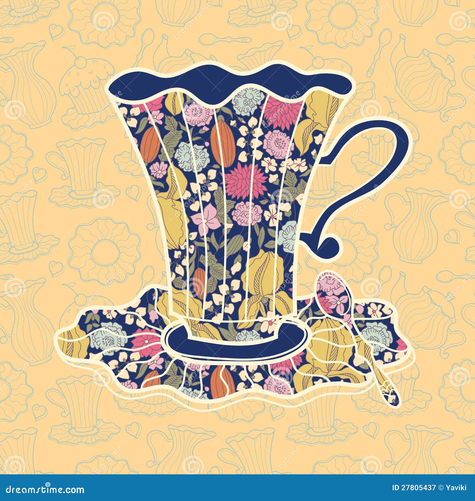 Teacup Background Cartoon Vector | CartoonDealer.com #27805437