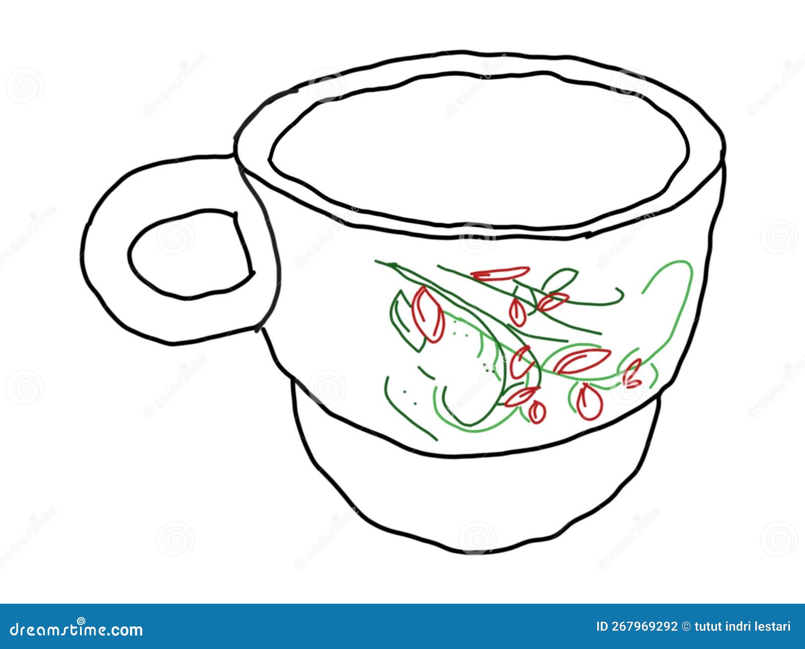 Teacup Floral Pattern Vector Illustration Stock Illustration ...