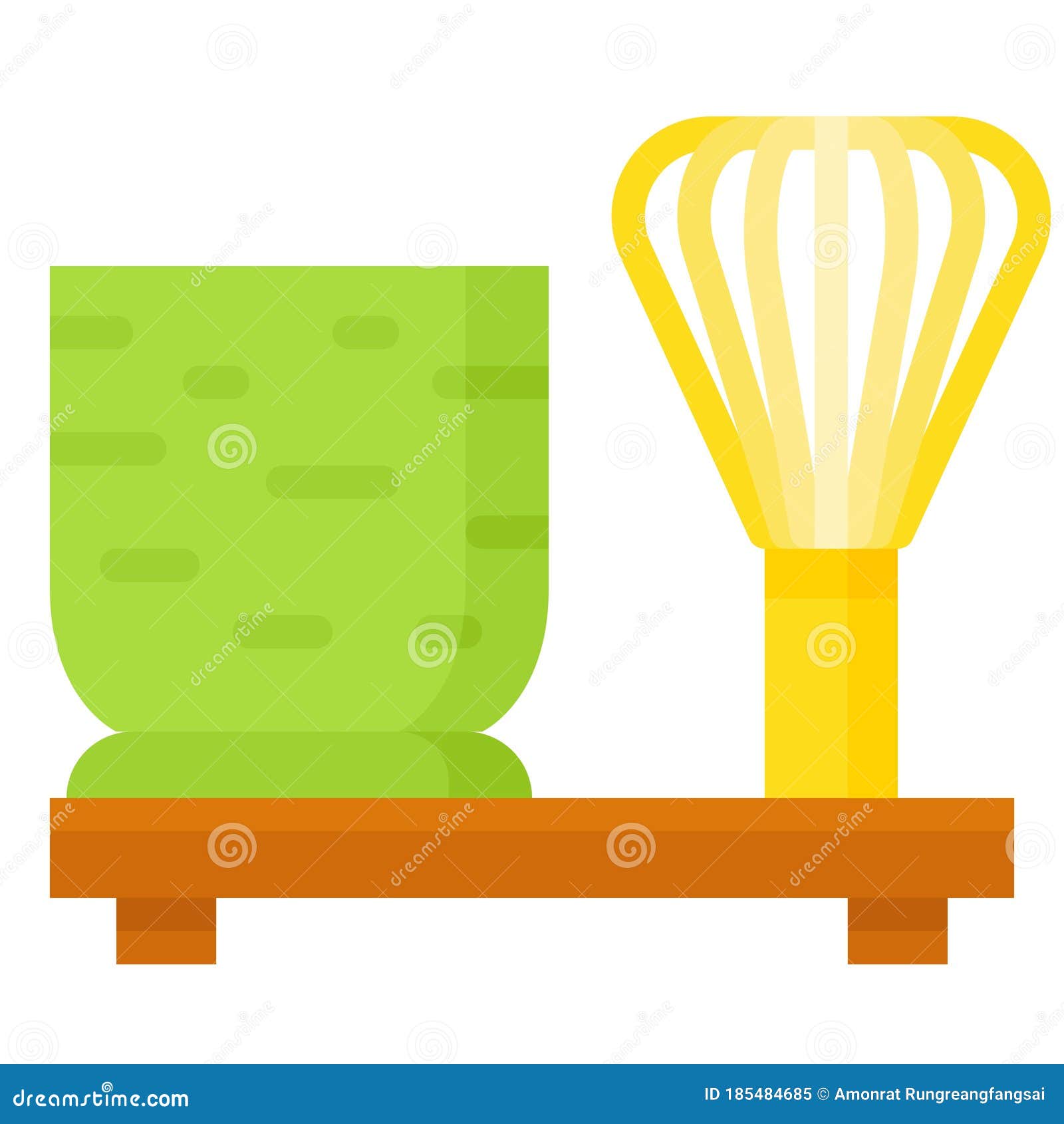 Teacup and Matcha Whisk Icon, Beverage Flat Vector Illustration Stock ...