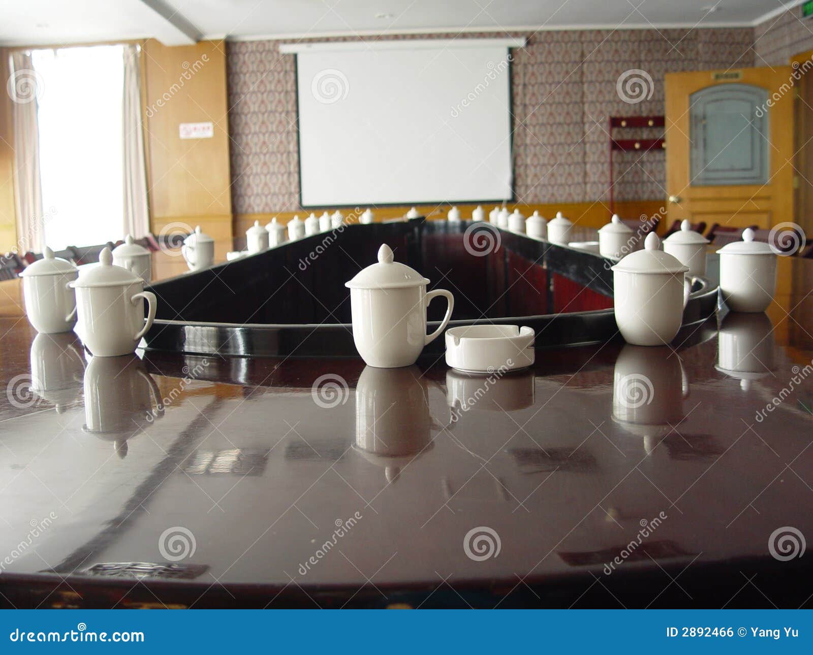 Teacups on Conference Table Stock Photo - Image of meeting ...