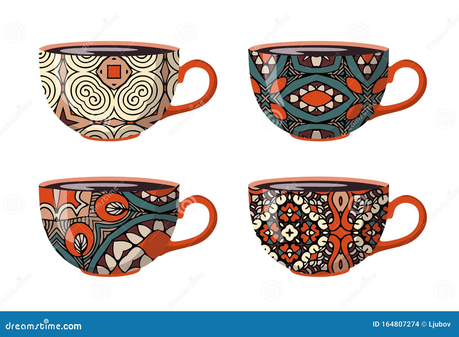 Four Cups Of Coffee And Cappuccino Vector Illustration | CartoonDealer ...