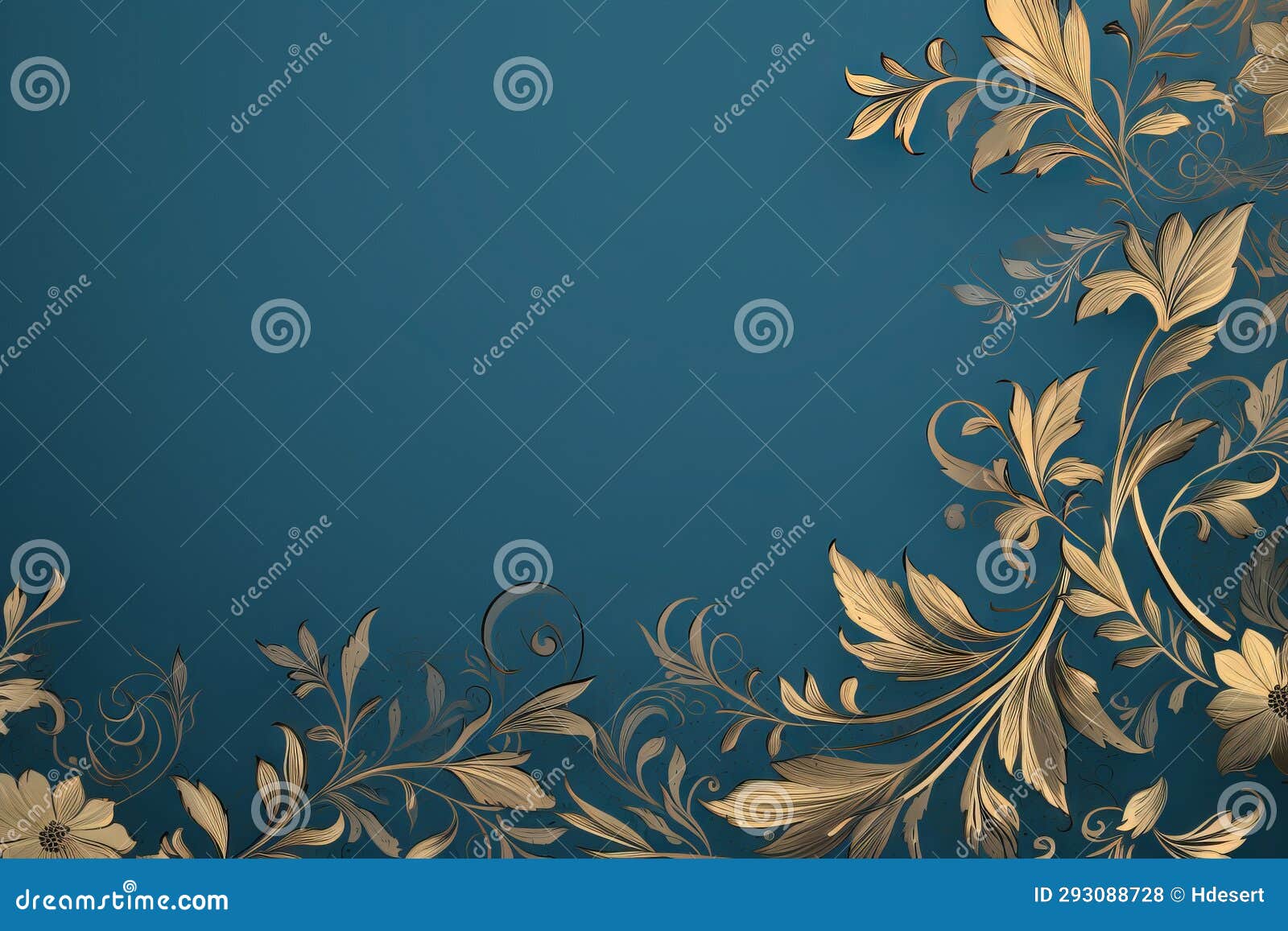 Teal Abstract Background or Pattern with Plant Ornate, Creative Design ...