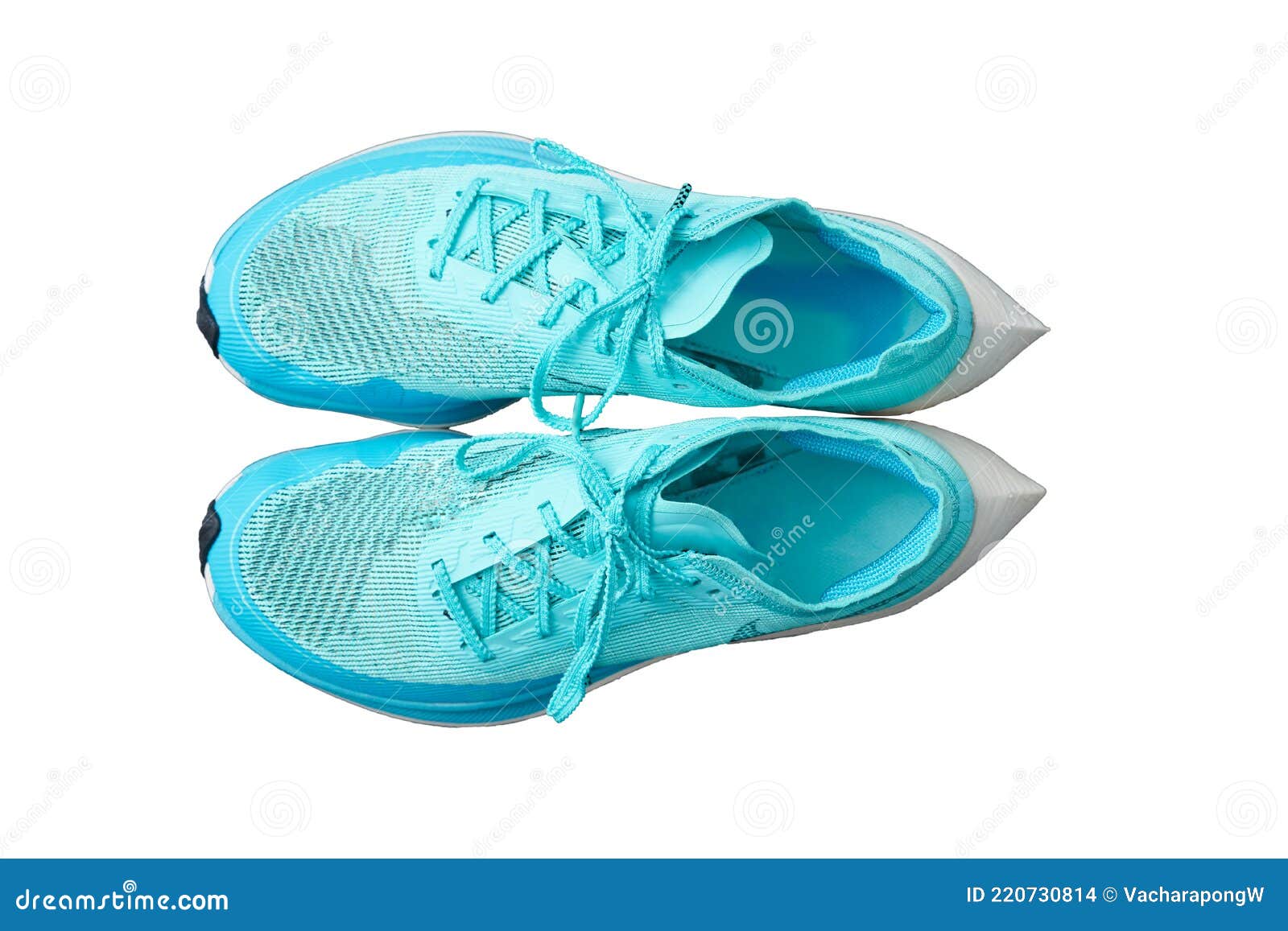 Teal Aqua Running Shoes Top View Isolated on White Stock Photo - Image ...