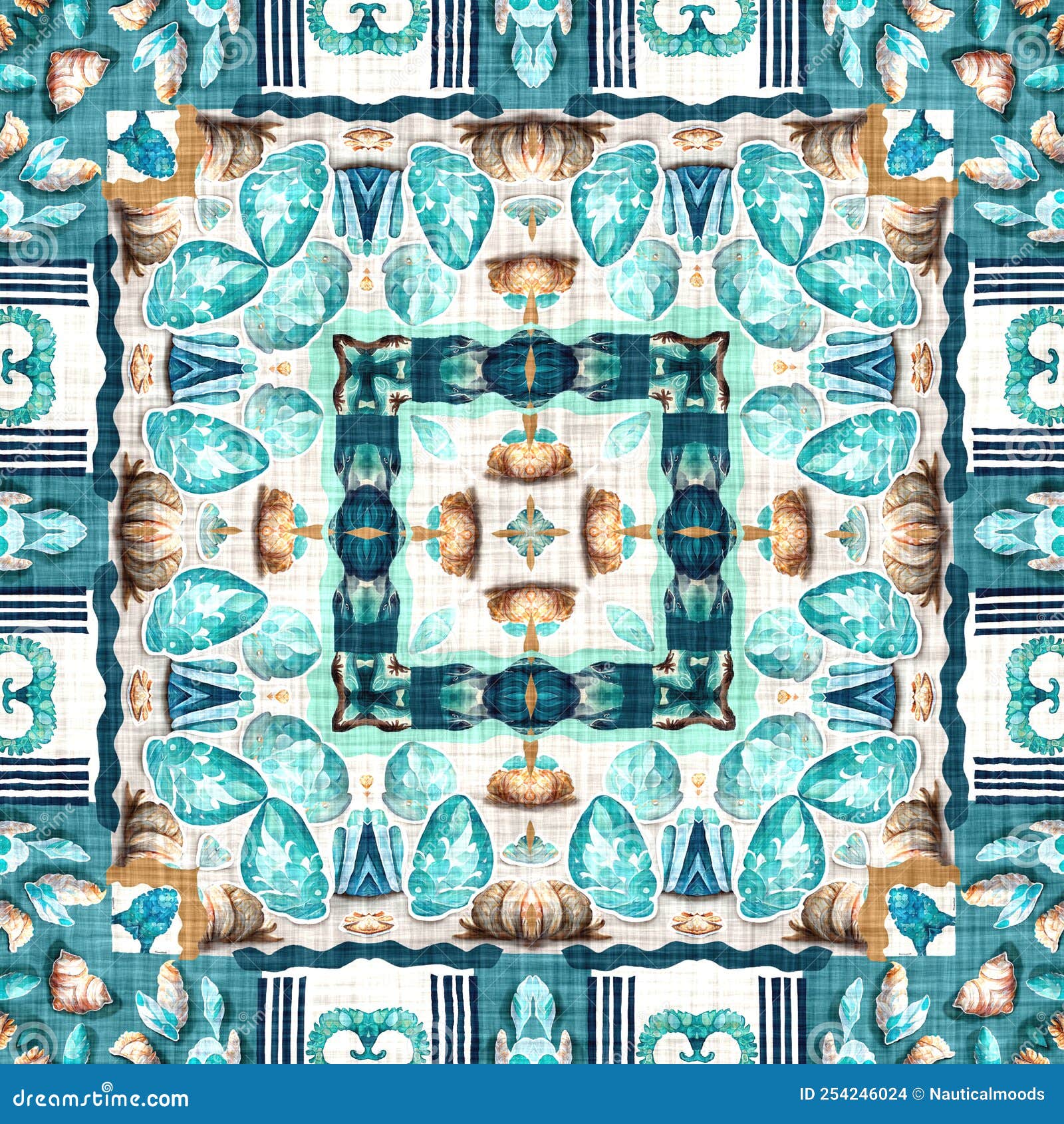 Teal Beach House Coastal Style Patchwork Pattern Tile. Modern Nantucket ...