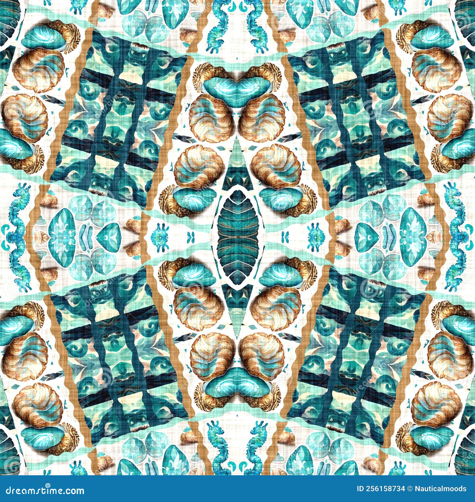 Teal Beach House Coastal Style Patchwork Pattern Tile. Modern Nantucket ...