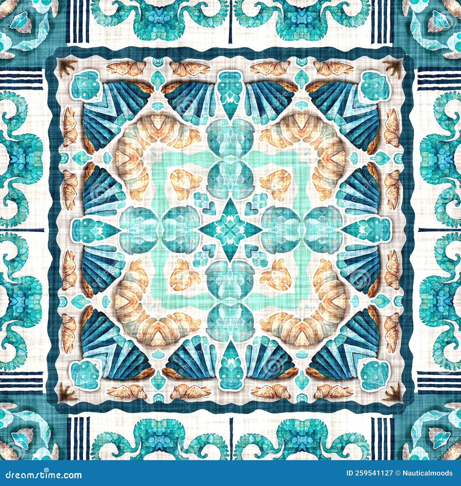 Teal Beach House Coastal Style Patchwork Pattern Tile. Modern Nantucket ...