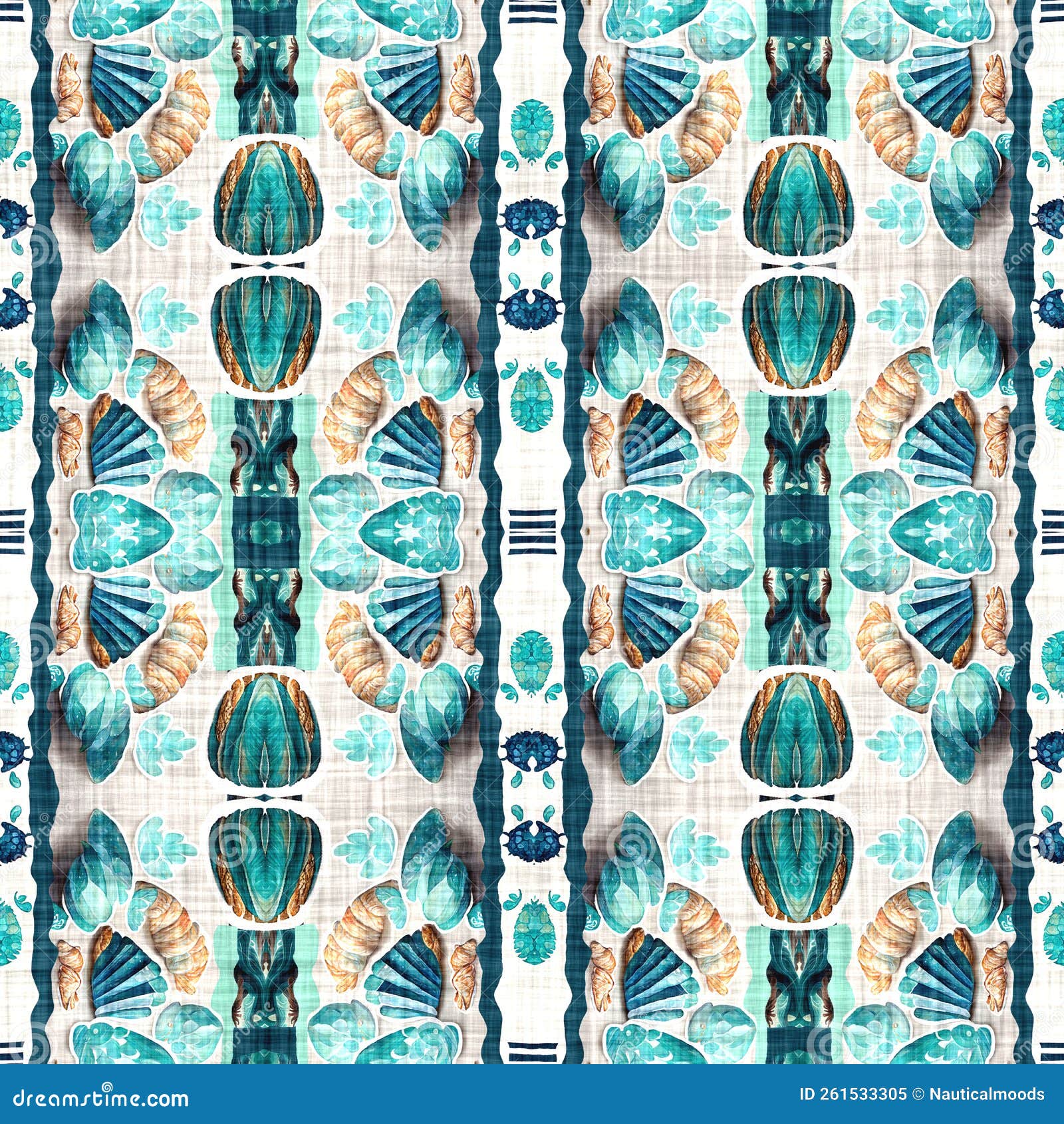 Teal Beach House Coastal Style Patchwork Pattern Tile. Modern Nantucket ...