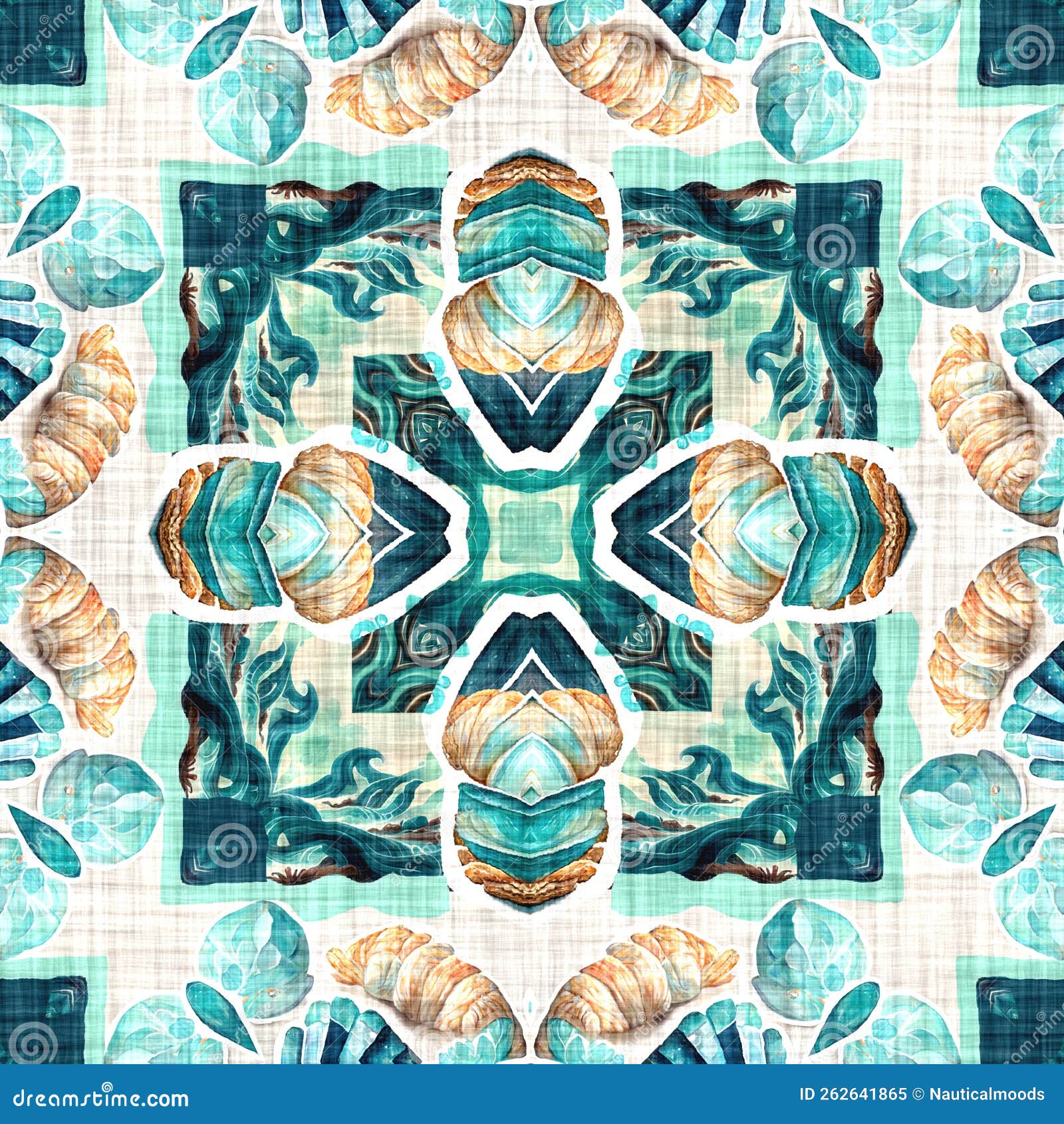 Teal Beach House Coastal Style Patchwork Pattern Tile. Modern Nantucket ...