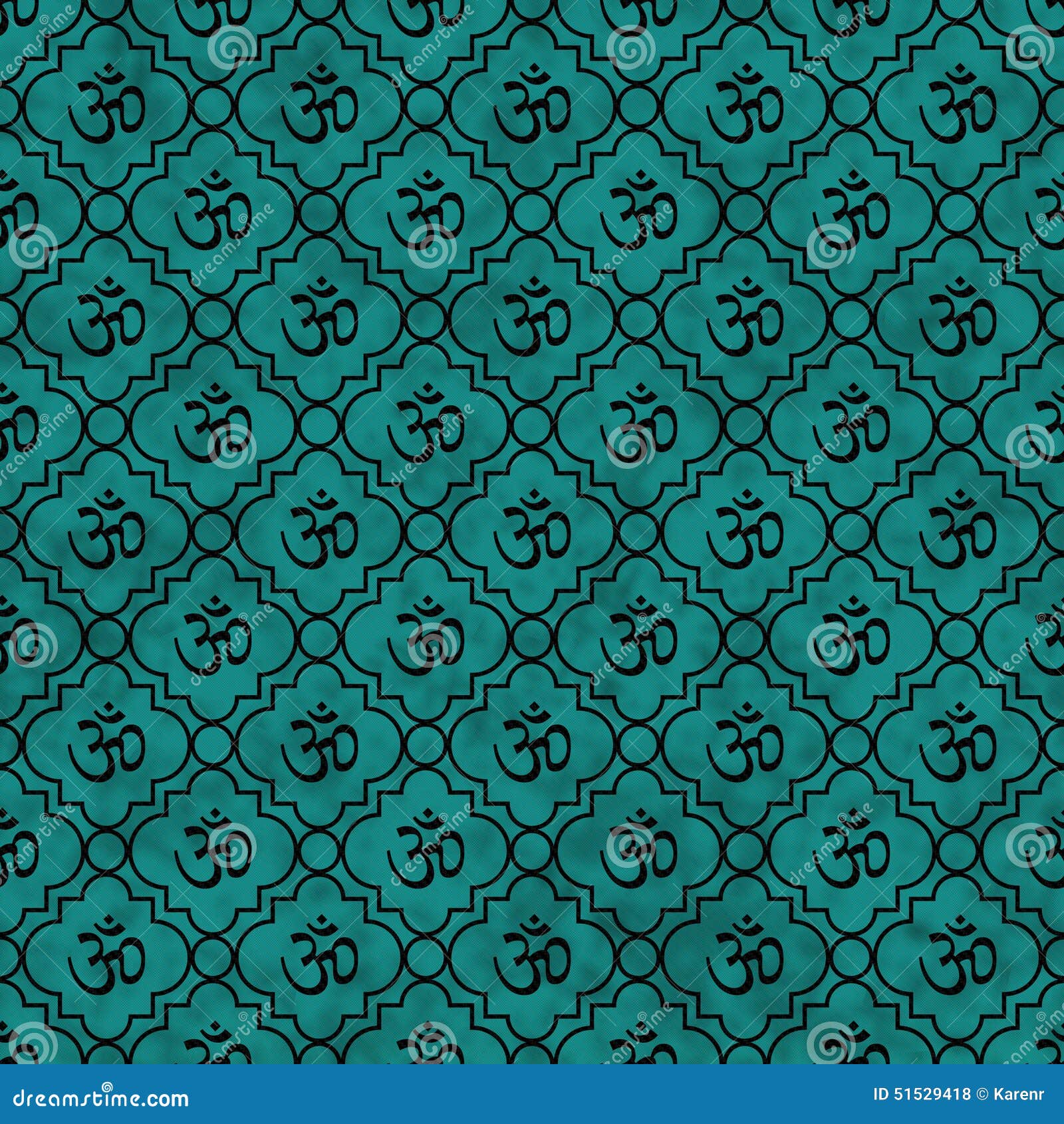 Teal And Black Aum Hindu Symbol Tile Pattern Repeat Background Stock ...