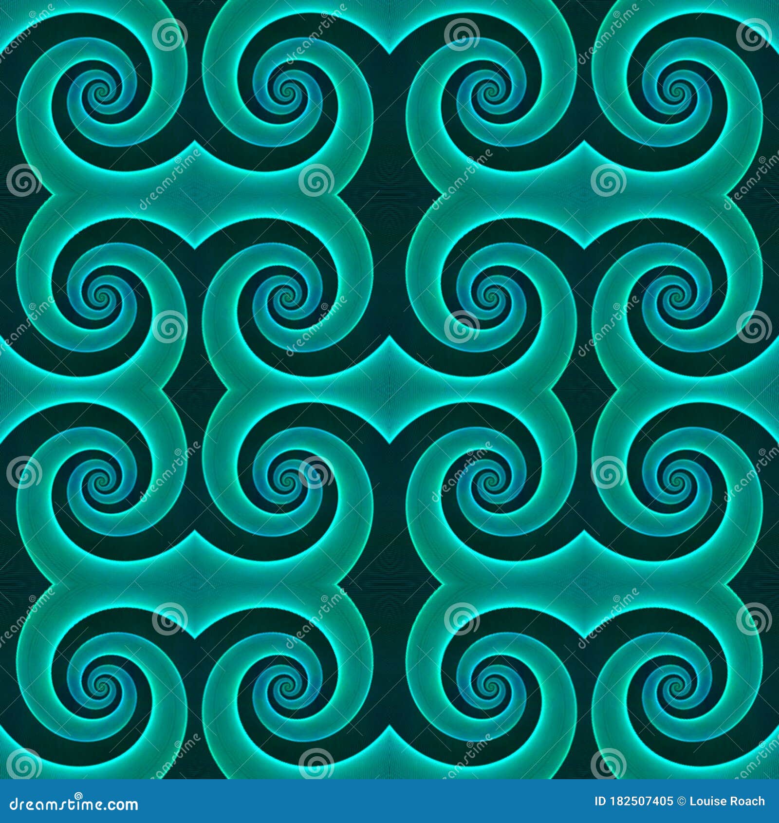 Teal Swirl Repeat Surface Pattern Tile Stock Illustration ...