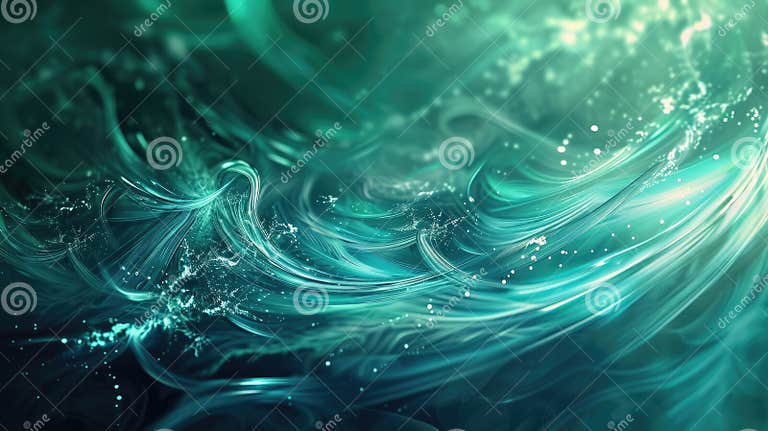 Teal and Blue Abstract Painting with a Wave-like Pattern. AIG51A Stock ...