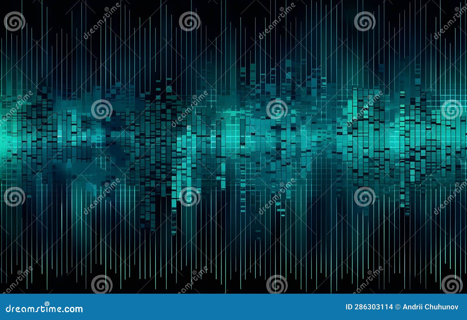 Teal Blue Glitch Pattern Overlay, Generative AI Stock Illustration ...