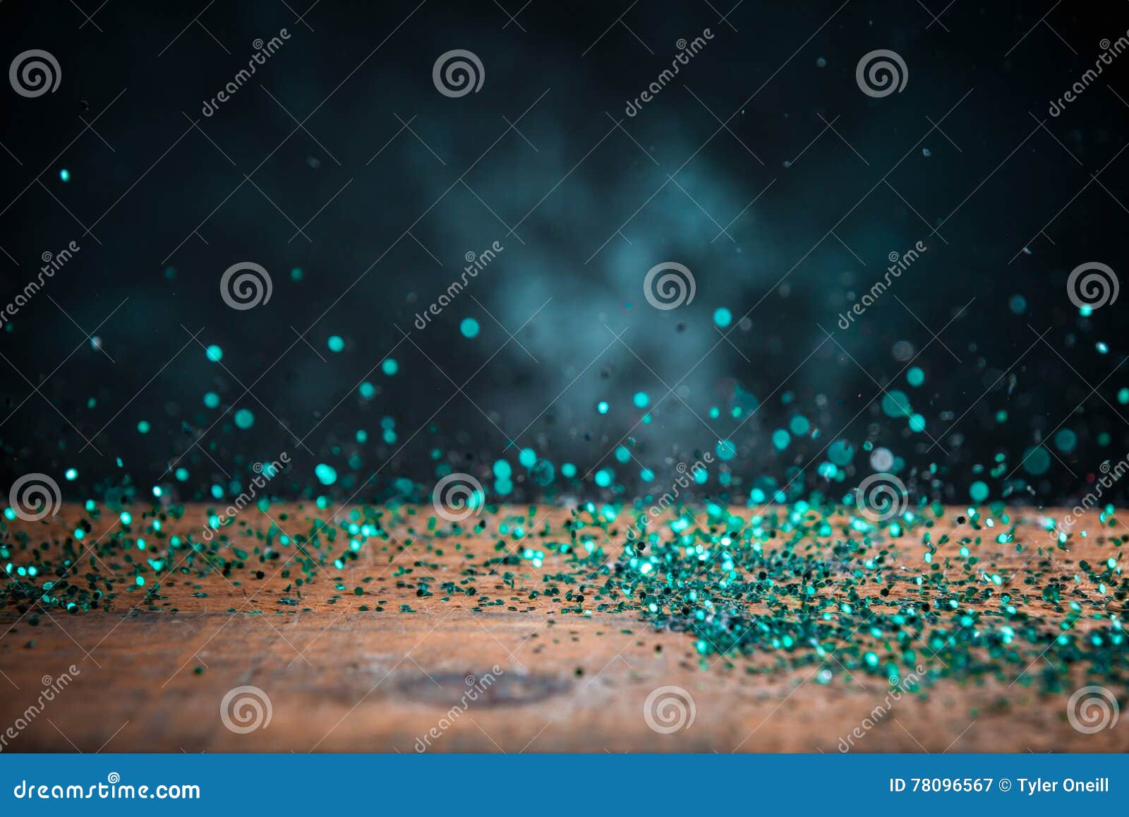 Teal Blue Glitter Lights Background. Vintage Sparkle Bokeh with Stock ...