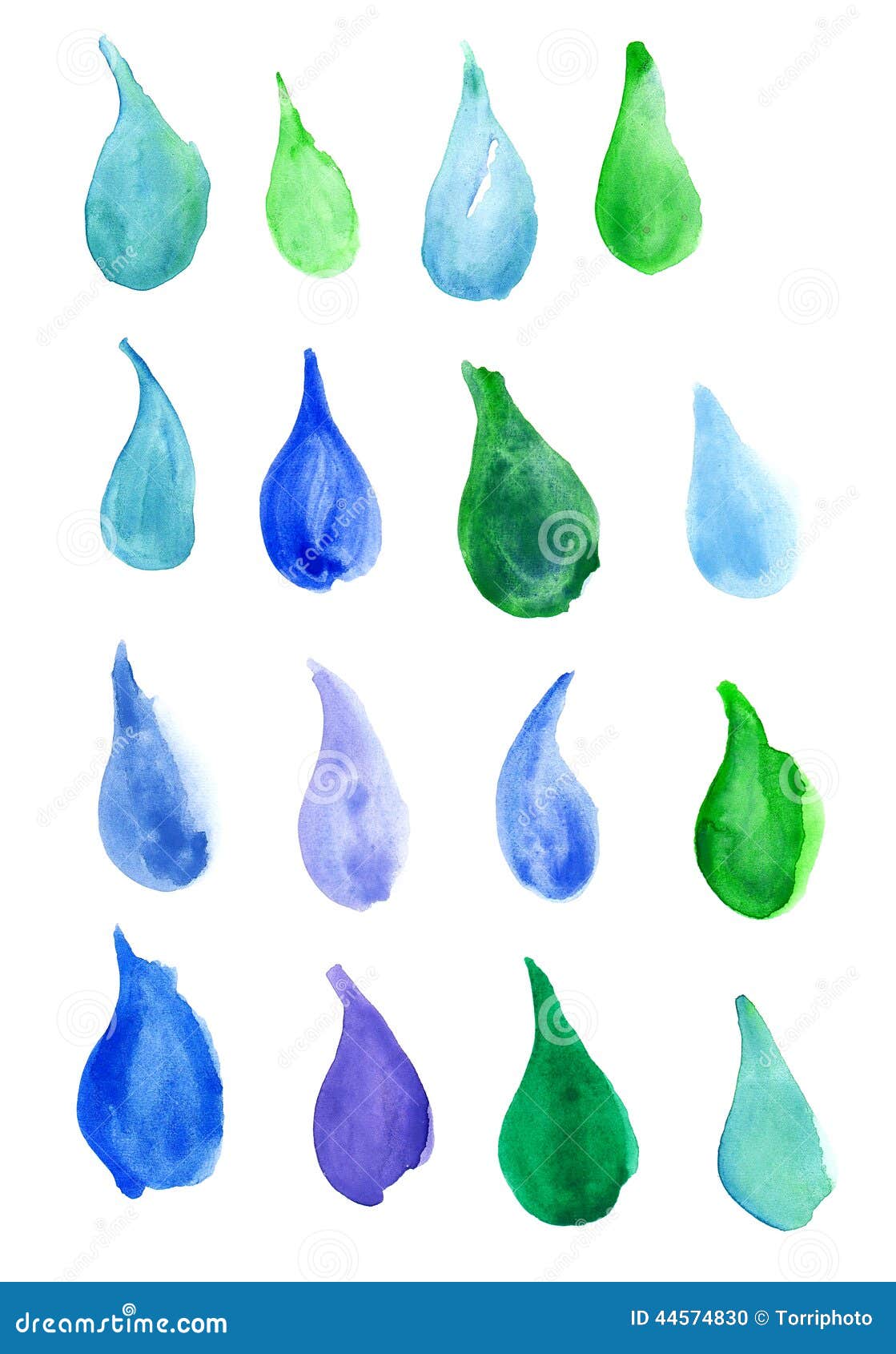 Teal Blue Watercolor Raindrop Design Element Stock Illustration ...