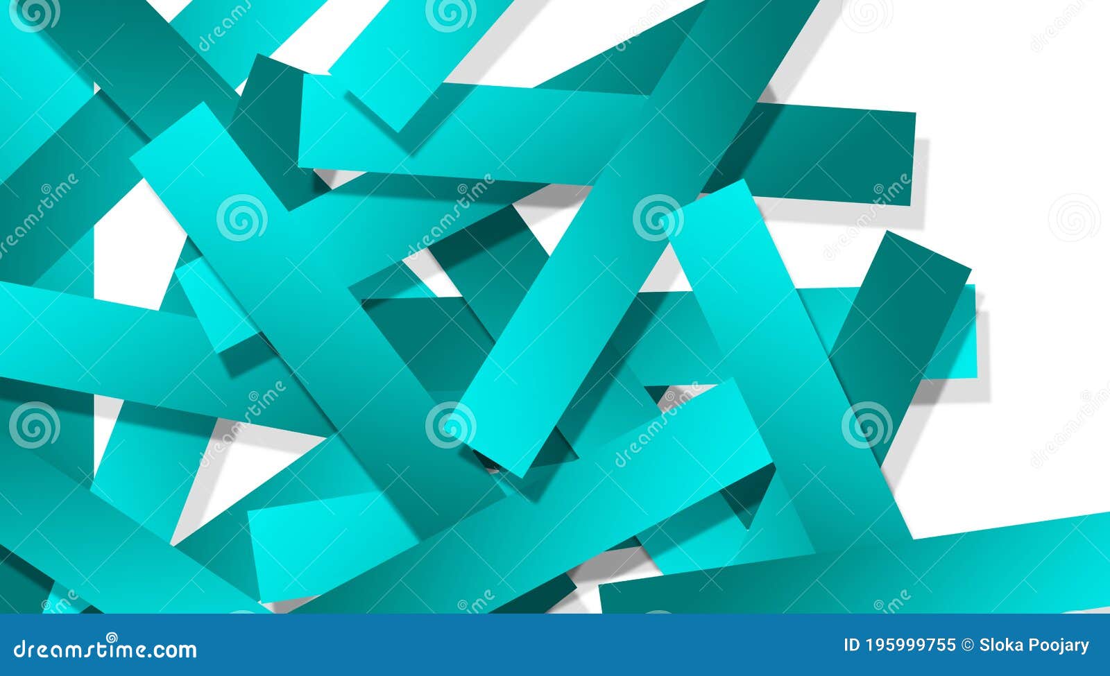 Teal Colored Paper Stripes with Shadow Effect on White Background,6 ...