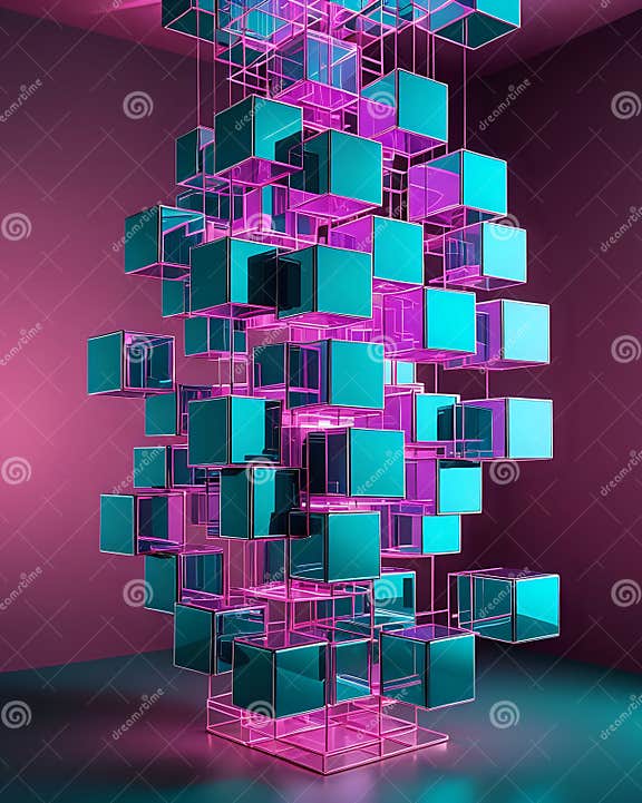 Teal Cube Structure stock illustration. Illustration of artwork - 353709325