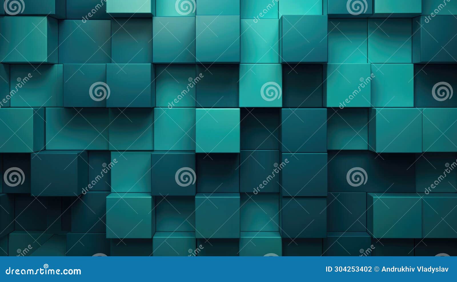 Teal Cubes Wall Background, Abstract Illustration Stock Illustration ...