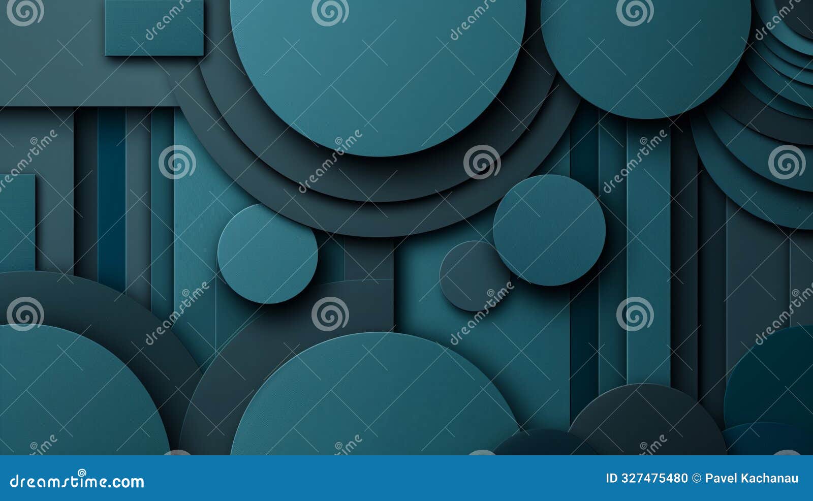 Teal Geometric Shapes with Layered Circles Create a Modern Abstract ...