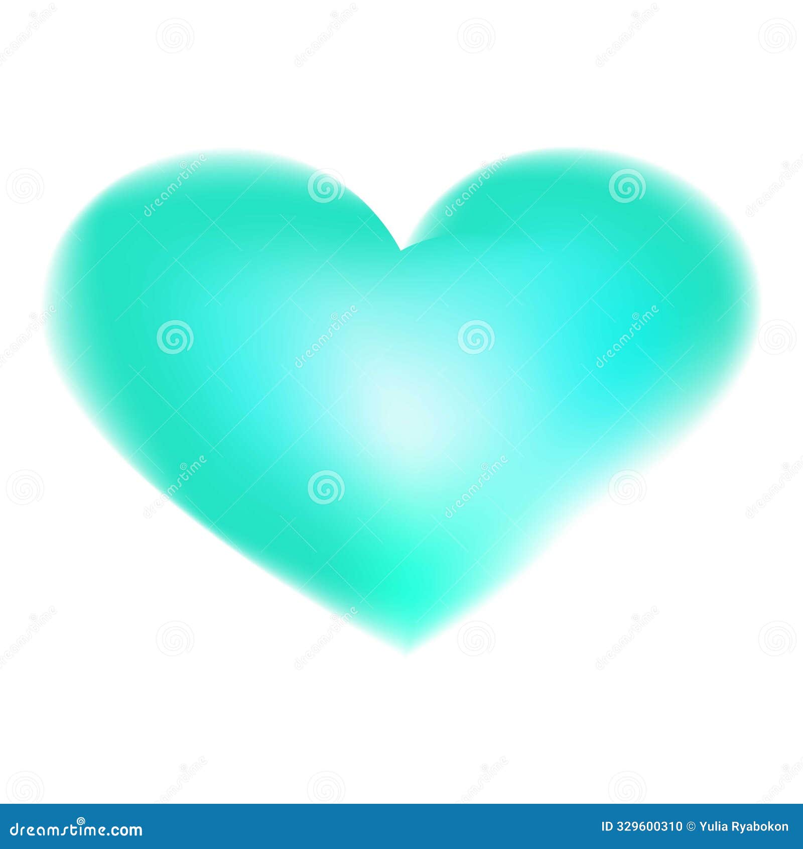 Teal Heart Shape is Glowing on White Background Stock Vector ...