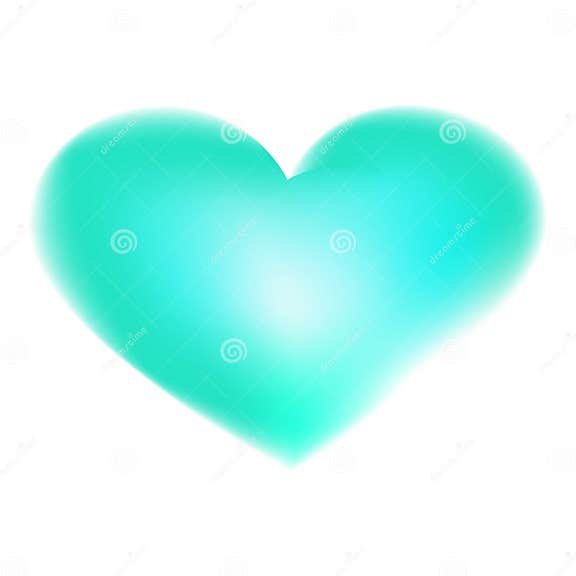 Teal Heart Shape is Glowing on White Background Stock Vector ...