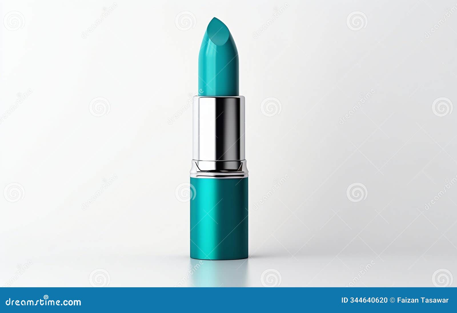Teal Lipstick Container Pops Against White Background Stock Photo ...