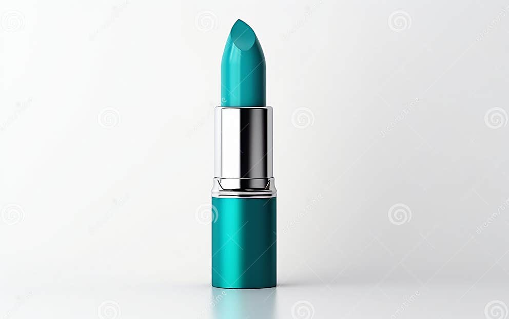 Teal Lipstick Container Pops Against White Background Stock Photo ...