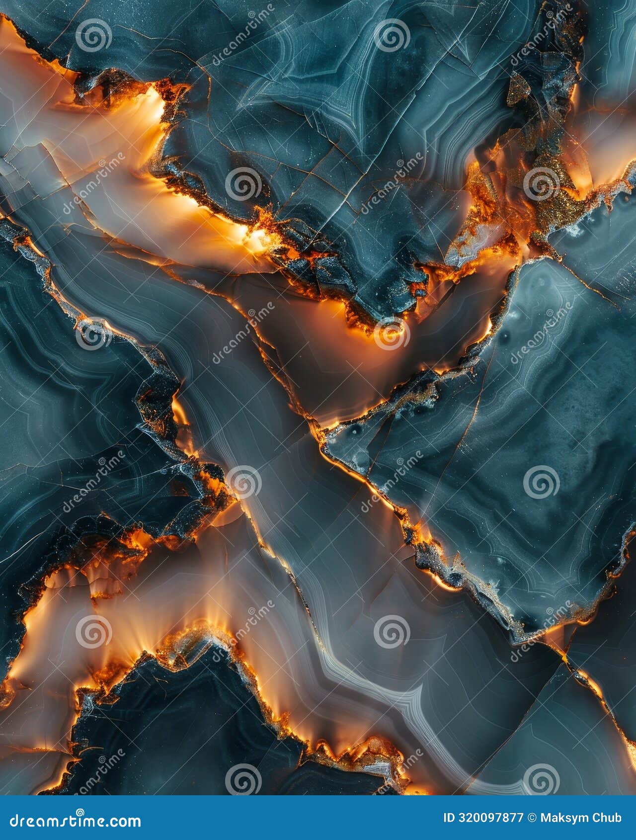 Teal Marble with Burnt Umber Veins and Gold Herringbone Patterns in ...