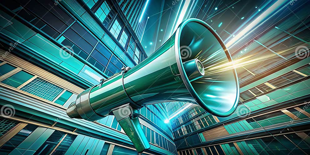 Teal Megaphone Burst a Modern Visual Representation of Communication in ...