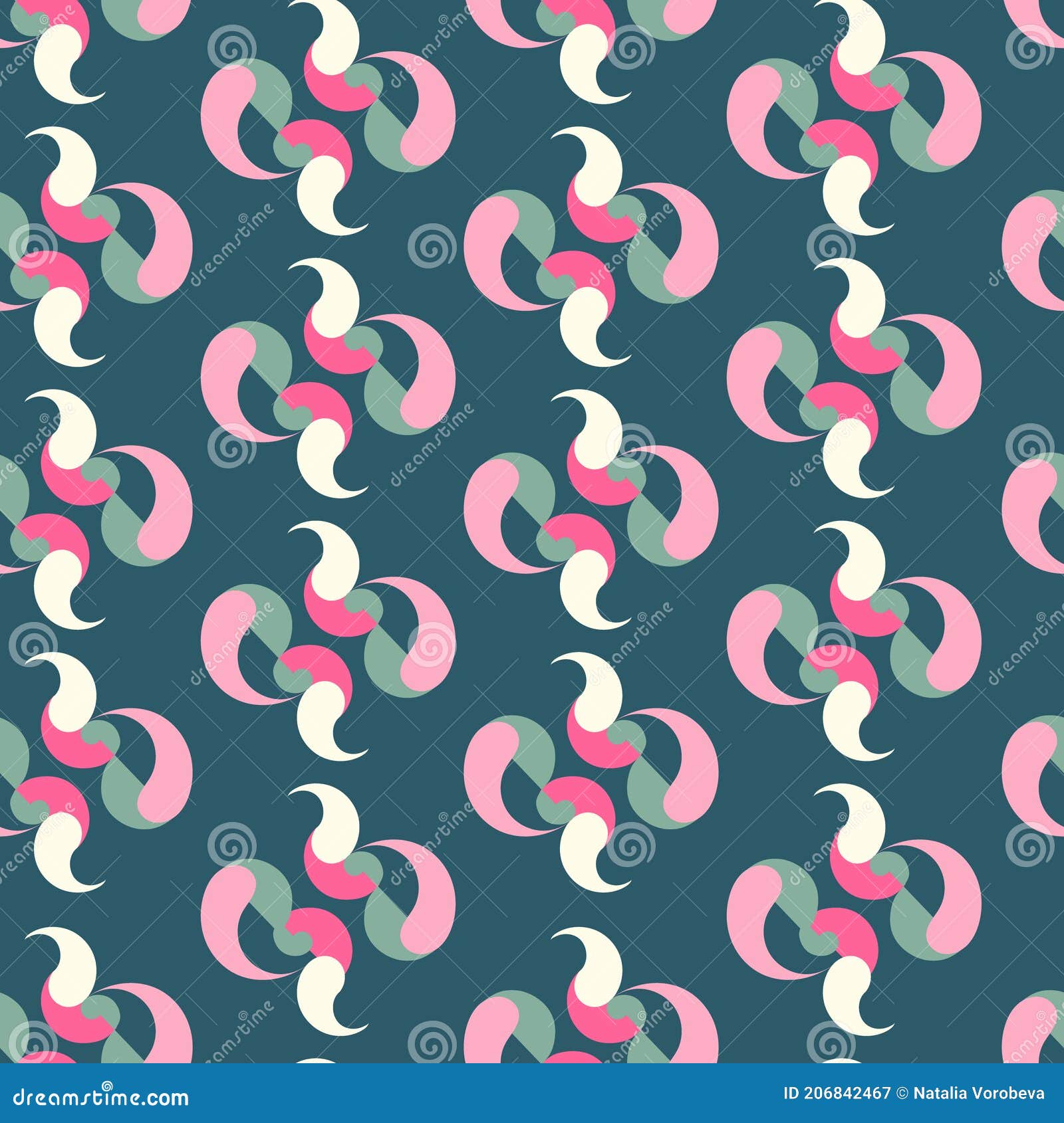 Teal Modern Stylish Texture. Repeating Geometric Pattern with Curves ...