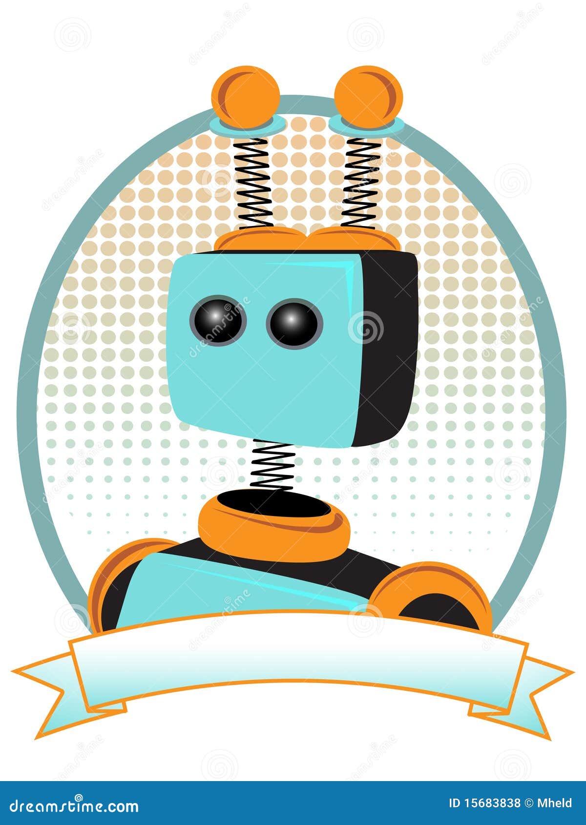 Orange Robot With Multi-Toroid Head And Vent Mouth And Two Eyes Royalty ...